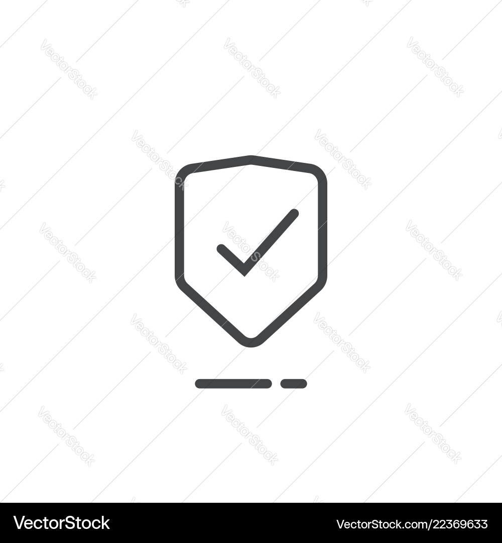 Shield icon line outline safety symbol Royalty Free Vector