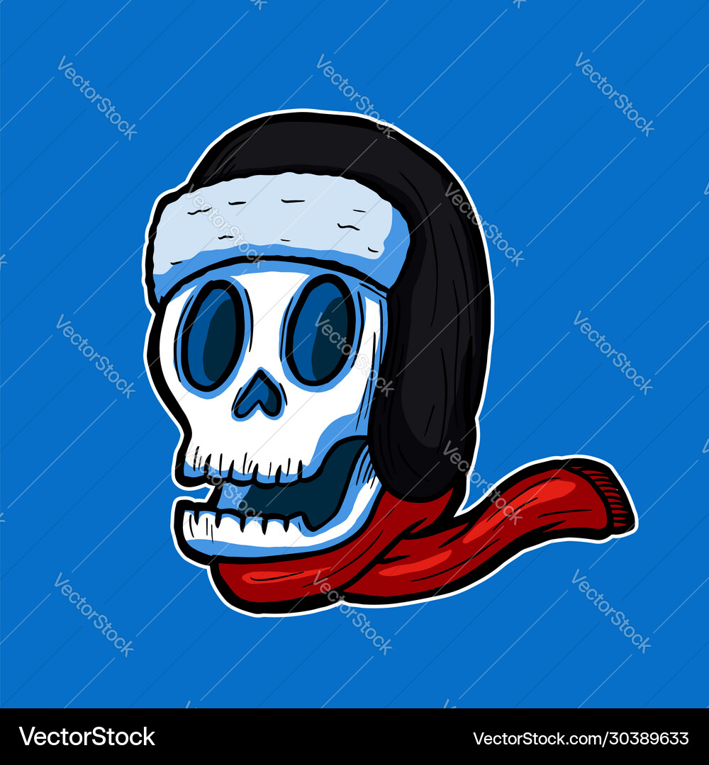 Smiling skull head wearing cold weather beanie Vector Image