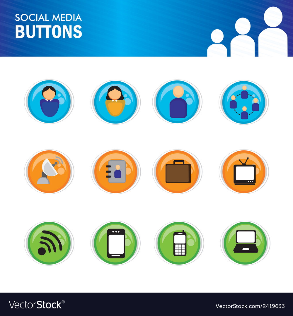 Social media buttons over white background Vector Image Social media buttons over white background Vector Image