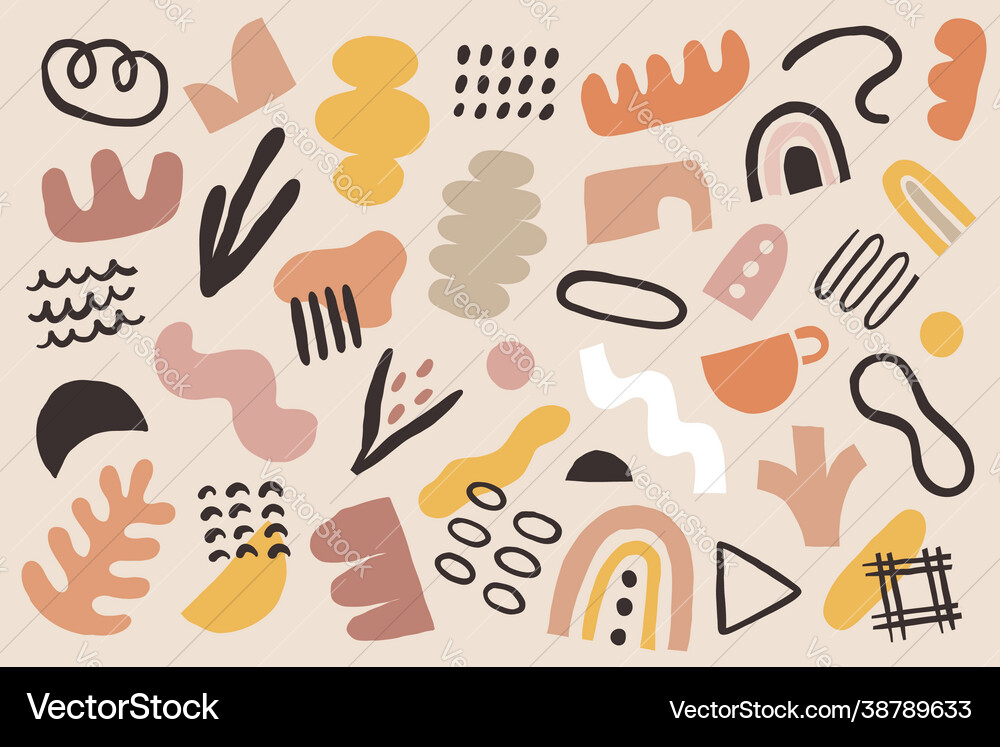 Various boho abstract shapes collection Royalty Free Vector