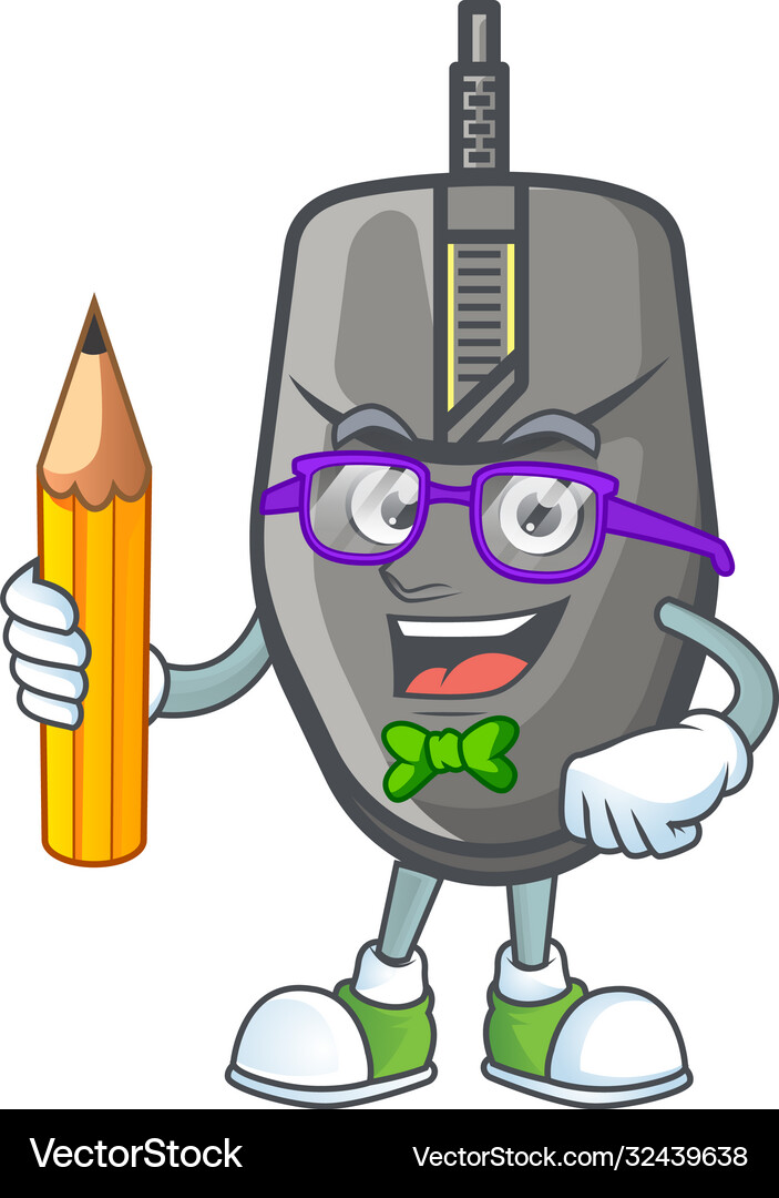 A mascot icon student black mouse holding pencil Vector Image