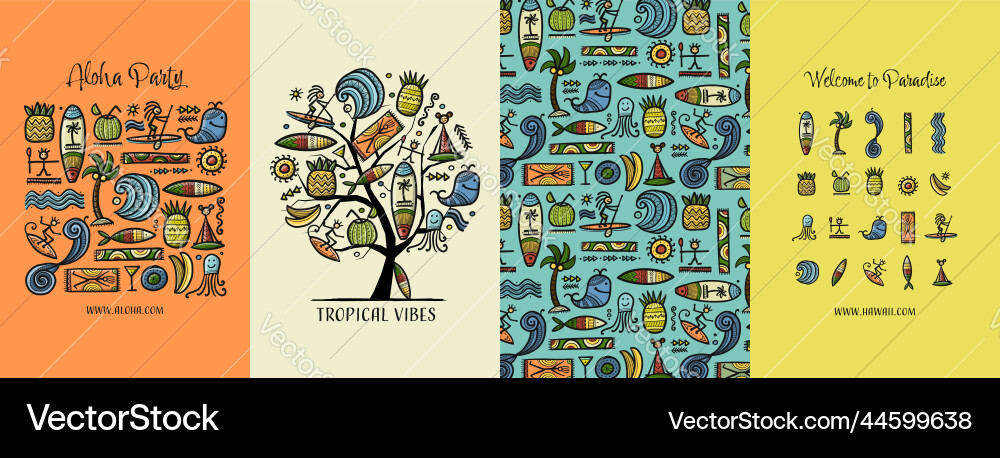 Concept art set tropical relax lifestyle frame Vector Image