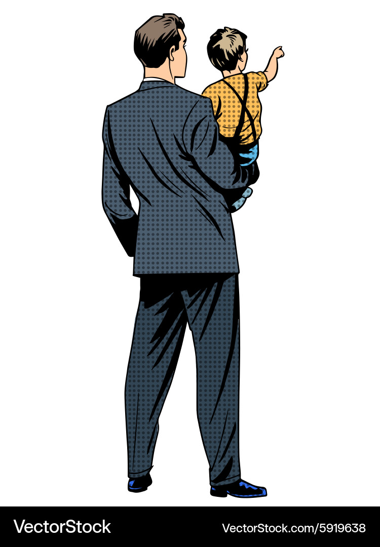 Dad son back child family Royalty Free Vector Image