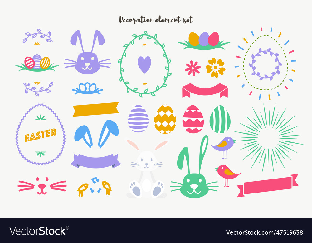 Easter decoration element set colorful Royalty Free Vector
