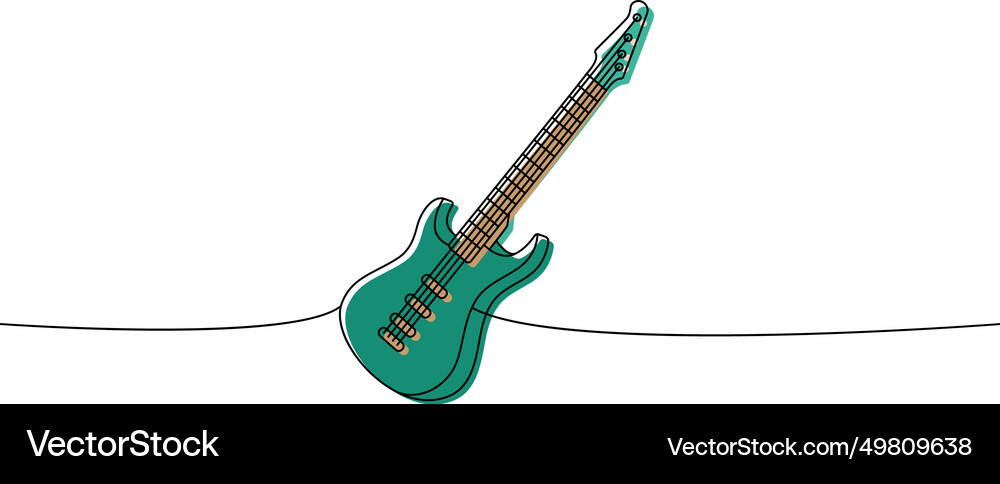 Electric bass guitar string instrument one line Vector Image