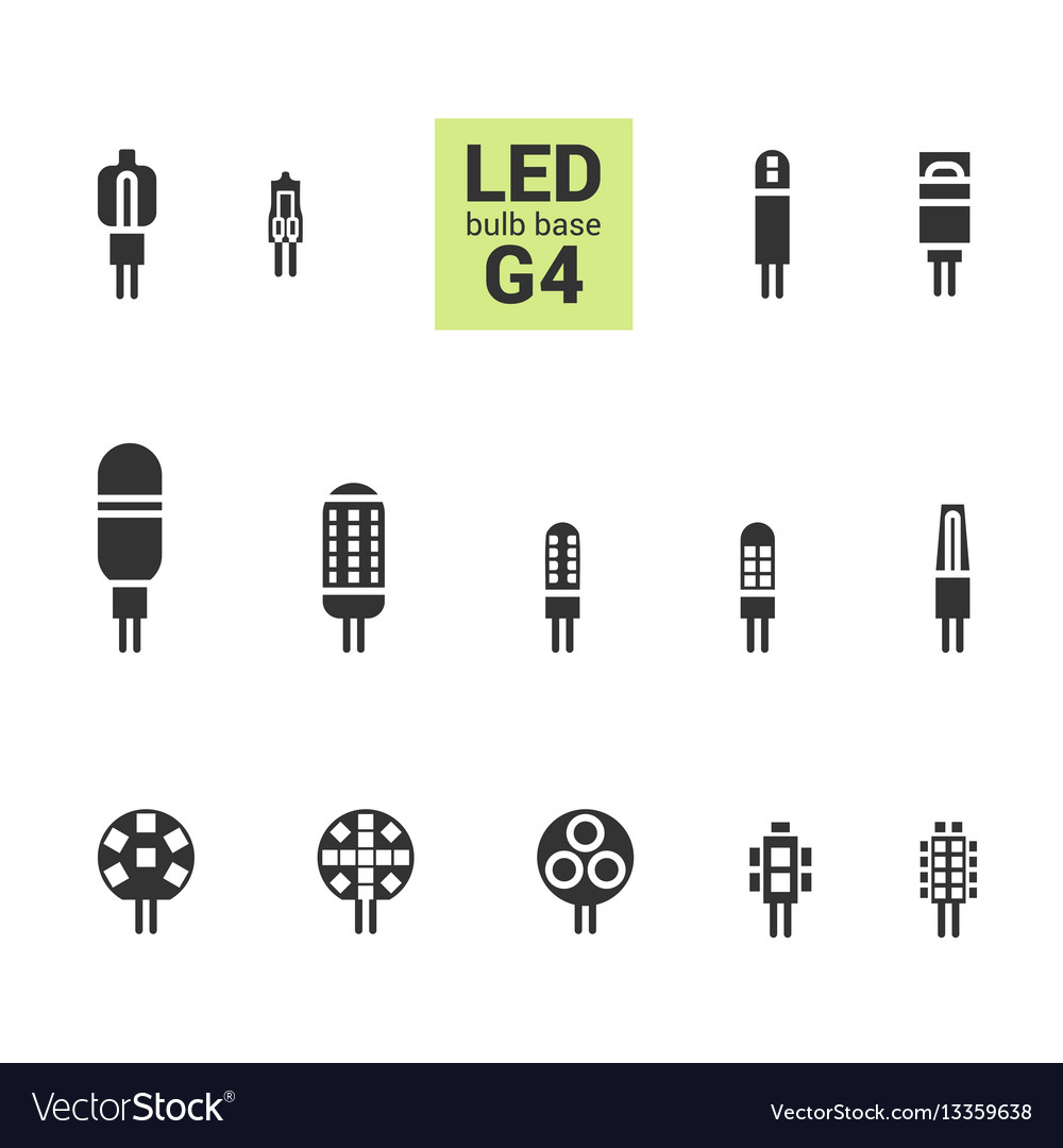 G4 LED Light Bulb Icon Set Royalty Free Vector Image