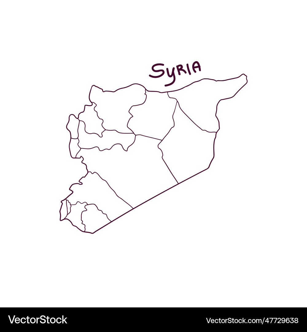 Hand drawn doodle map of syria Royalty Free Vector Image