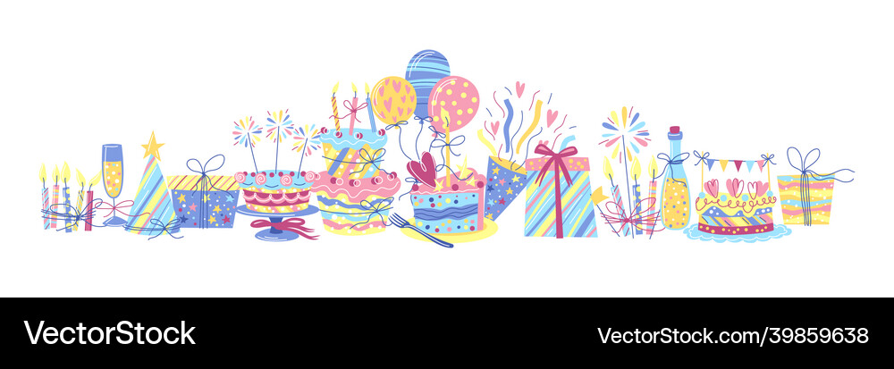 Happy birthday greeting card celebration Vector Image