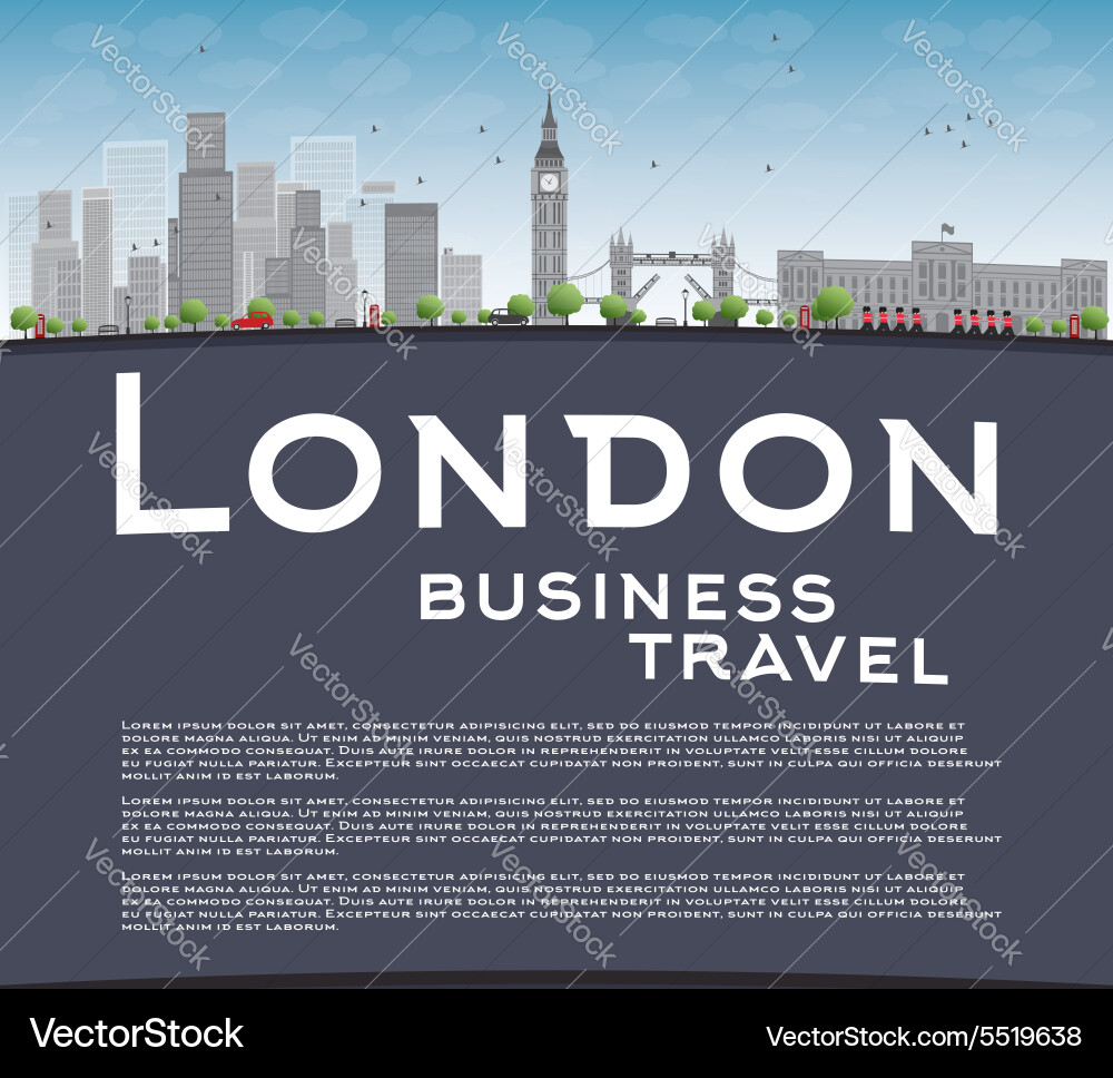 London skyline with skyscrapers clouds Royalty Free Vector
