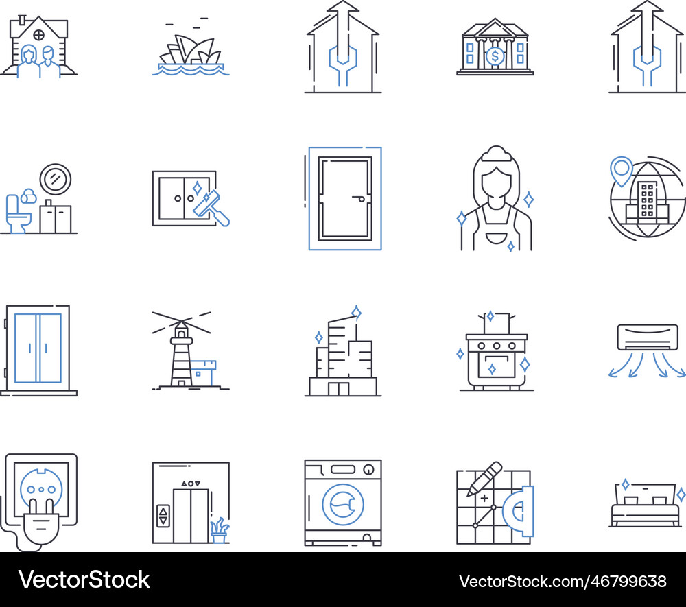 Property upkeep line icons collection maintenance Vector Image