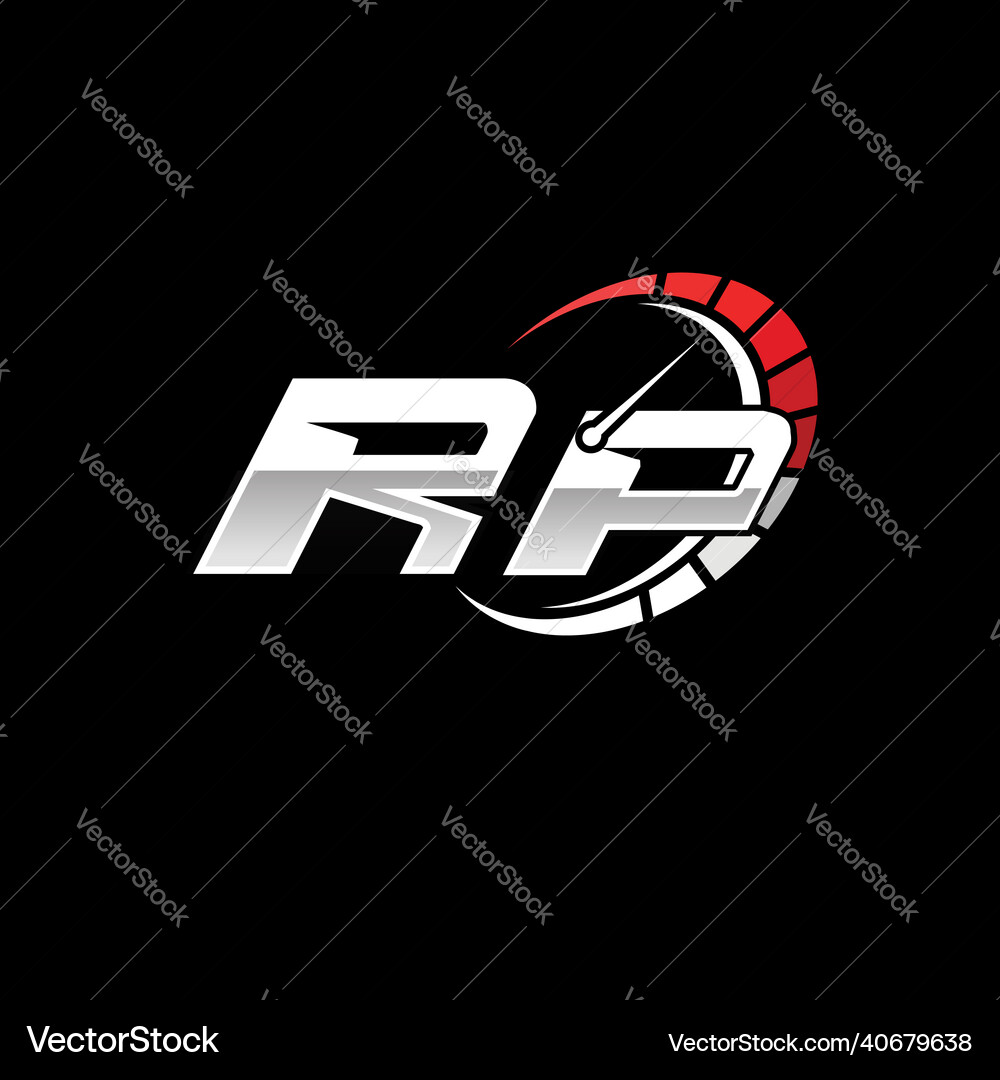 Rp logo letter speed meter racing style Royalty Free Vector