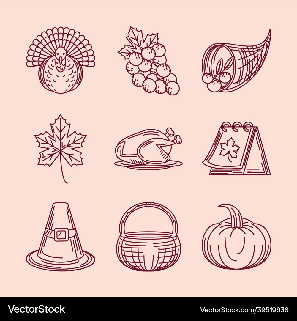 Set of thanksgiving day Royalty Free Vector Image