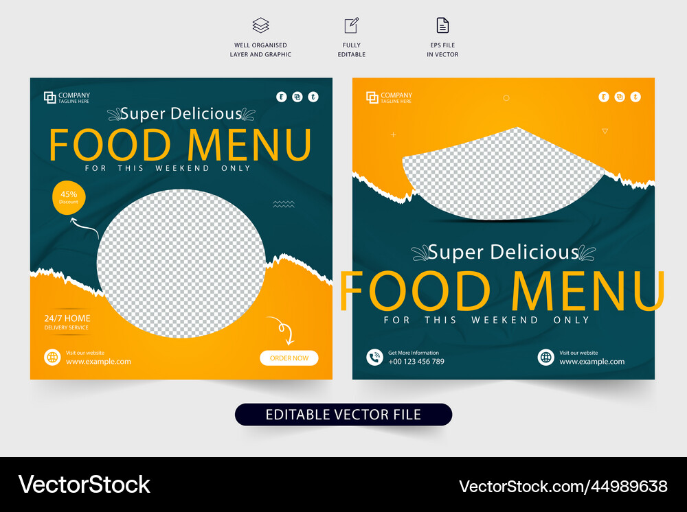 Super delicious food menu template design Vector Image