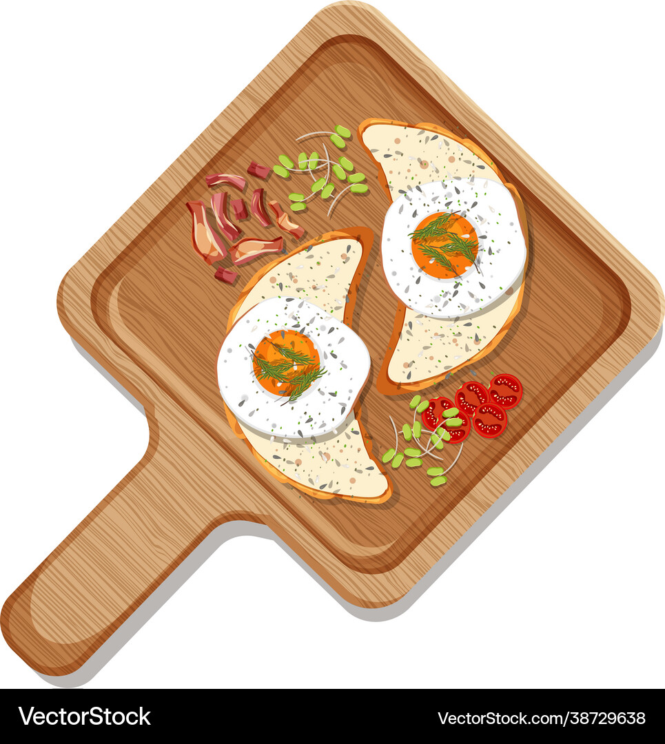 Top view breakfast set in a dish cartoon Vector Image