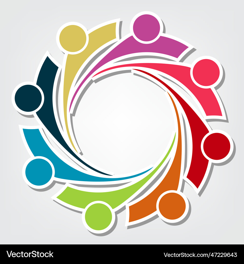 Abstract colorful people in a circleteamwork Vector Image