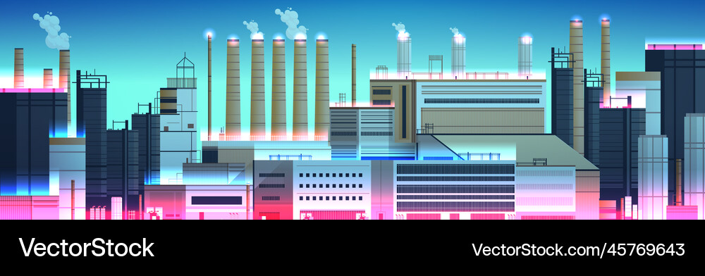 Energy generation plant with chimneys electricity Vector Image