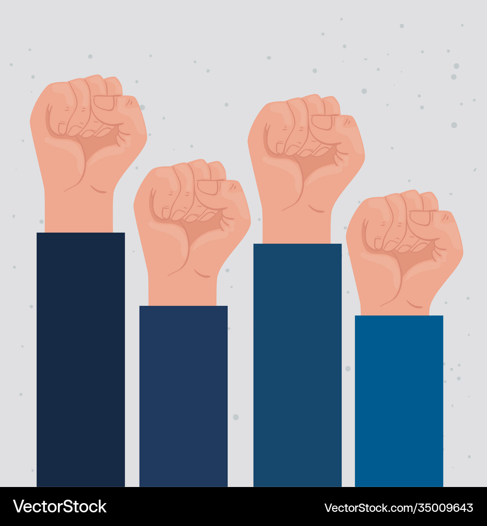International human rights poster with hands up Vector Image