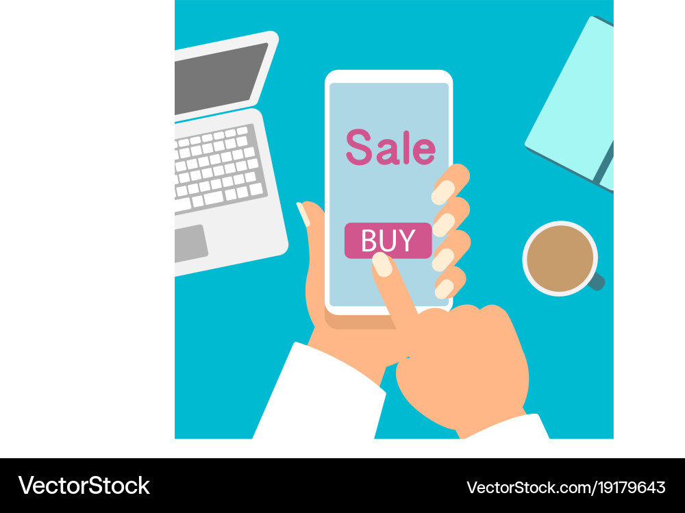 Mobile phone as online store shopping Royalty Free Vector