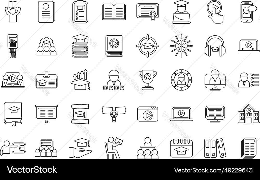 Professional development of teachers icons set Vector Image