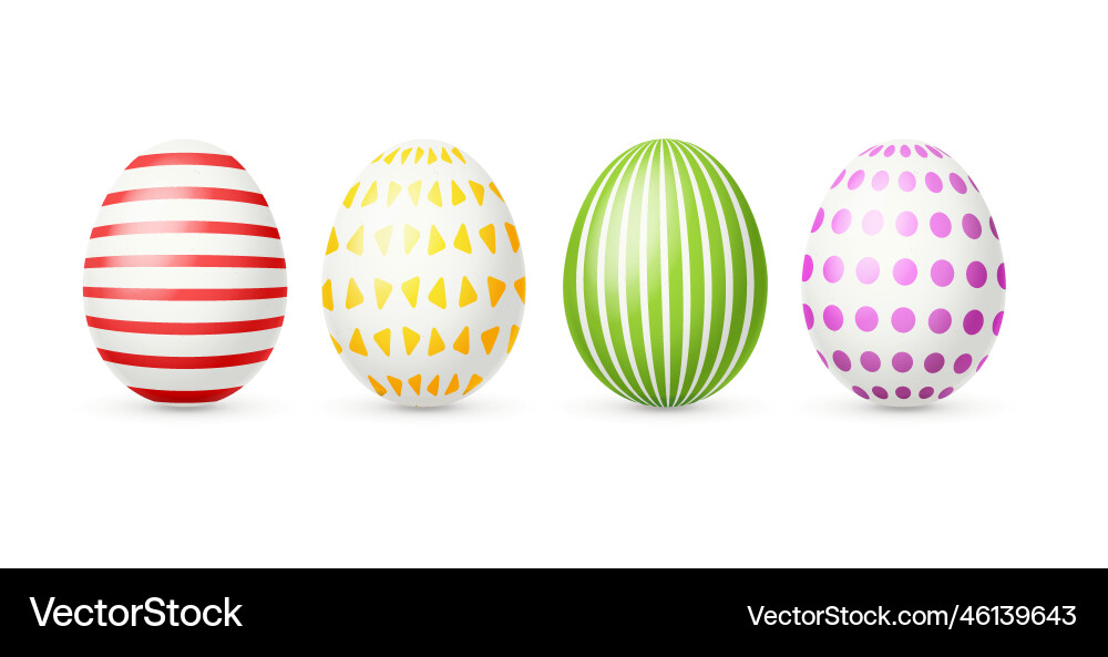 Realistic detailed 3d different color easter egg Vector Image