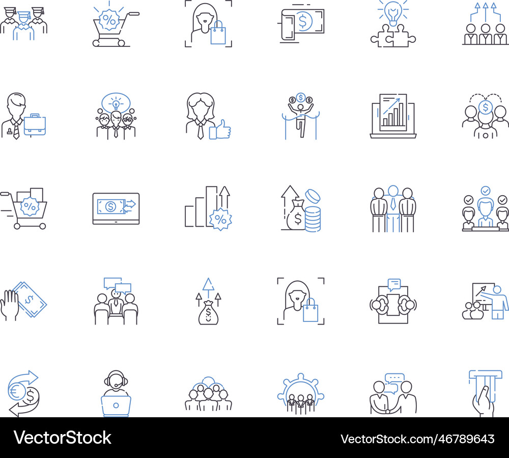 Sales strategy line icons collection tactics Vector Image