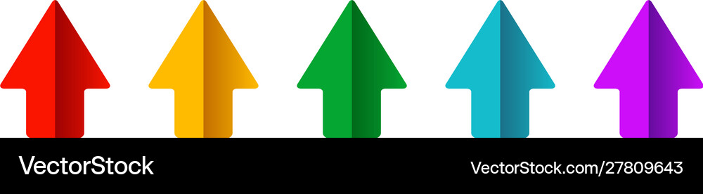 Set colored paper arrows showing up new bright Vector Image
