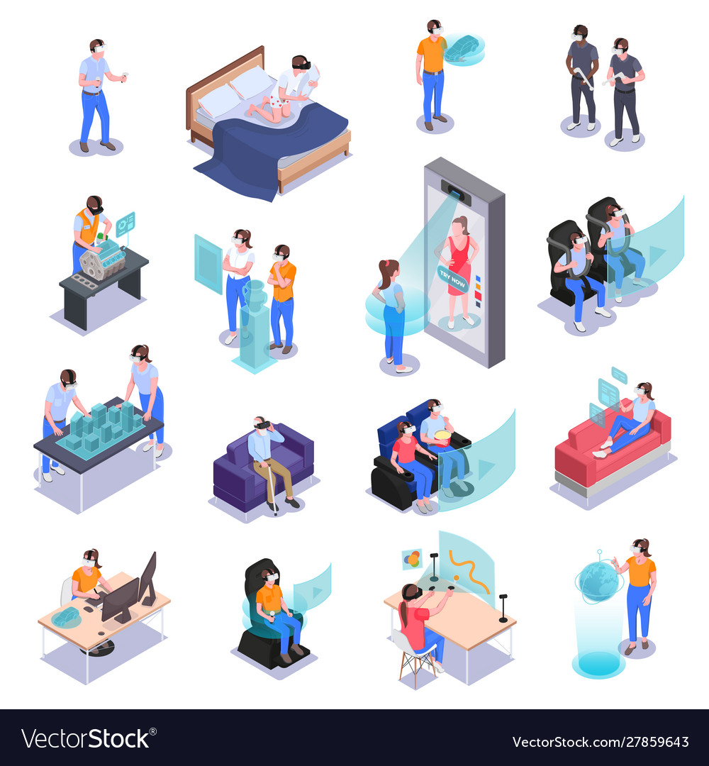 Virtual augmented reality set Royalty Free Vector Image