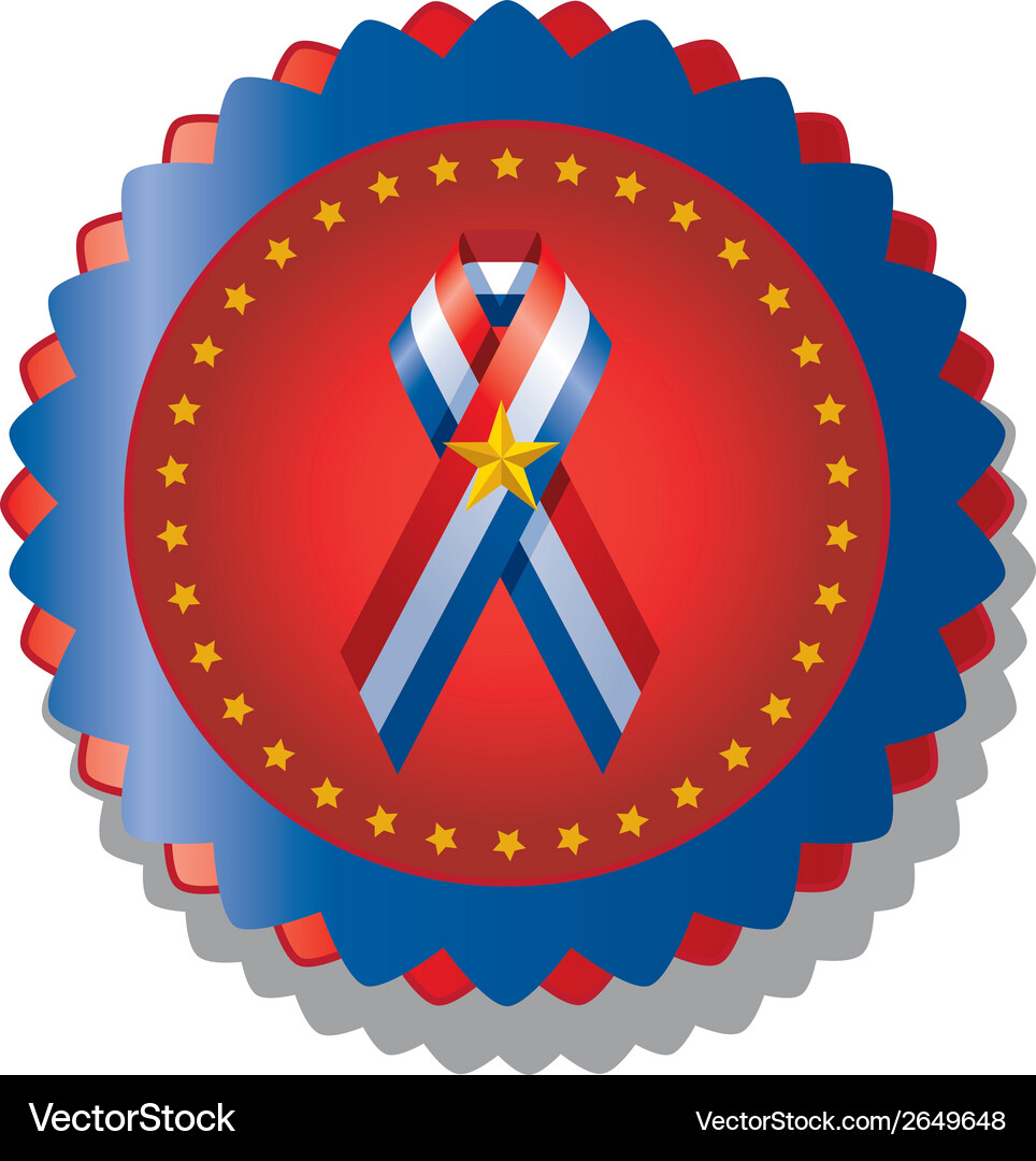 A red and blue icon with peace symbol inside Vector Image