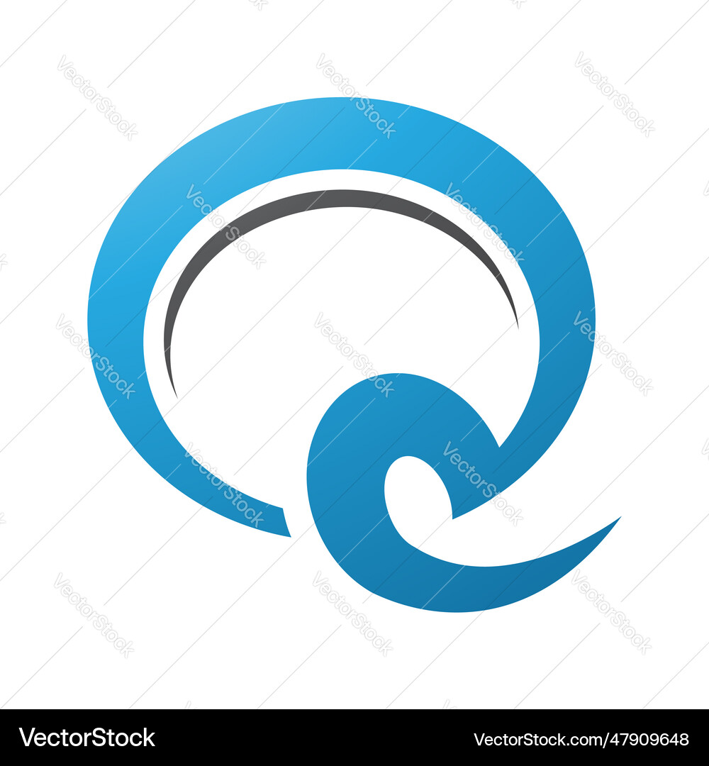 Blue and black hook shaped letter q icon Vector Image