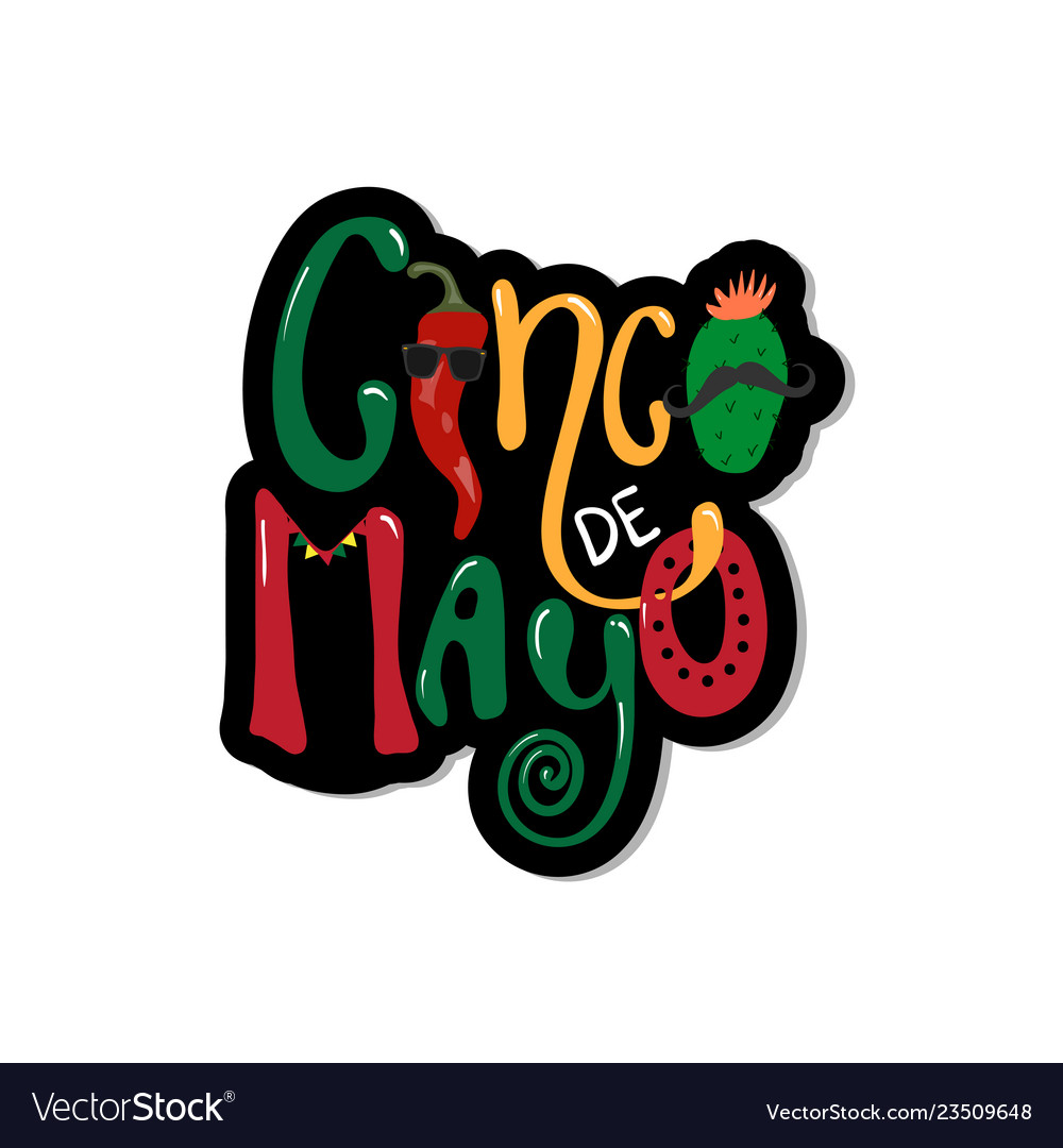 Cinco de mayo emblem design calligraphy lettering Vector Image