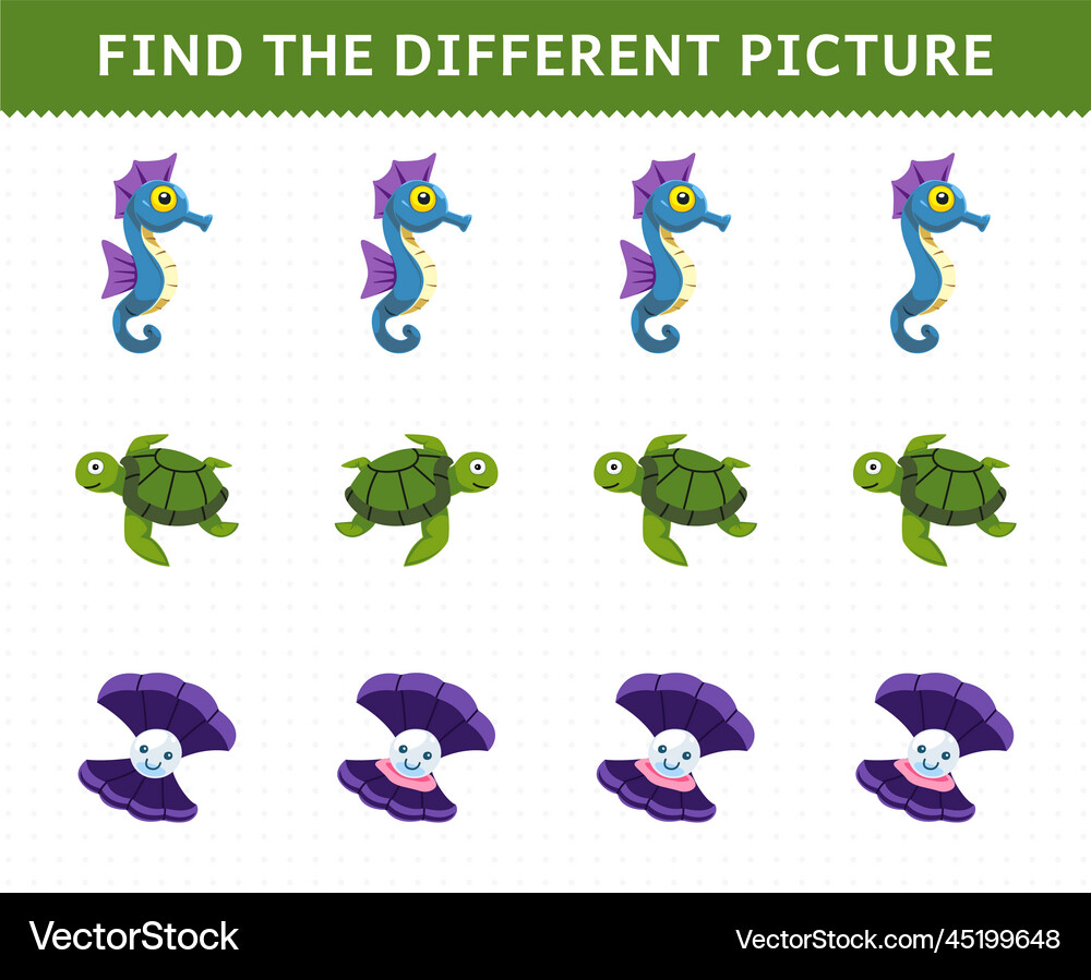 Education game for children find the different Vector Image