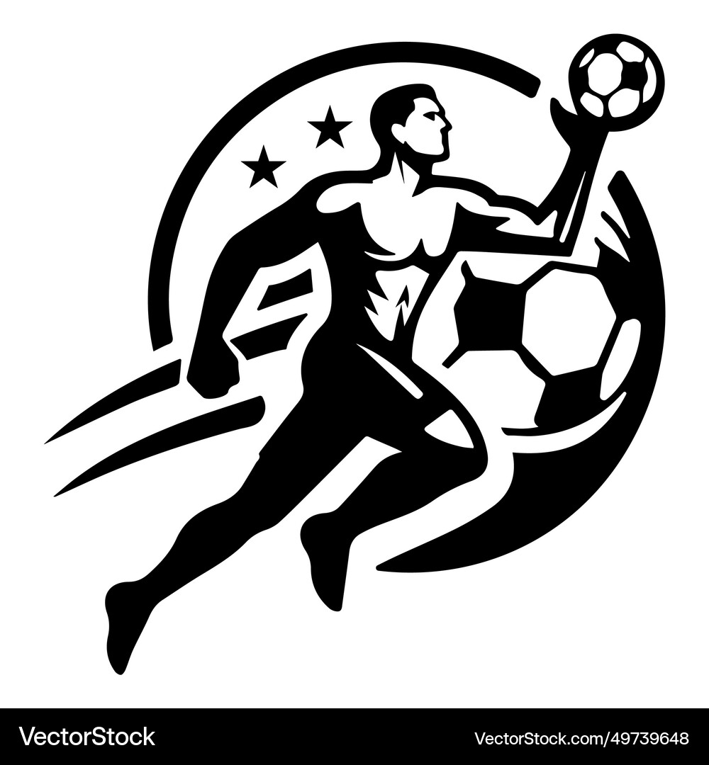 Football player flying with ball Royalty Free Vector Image