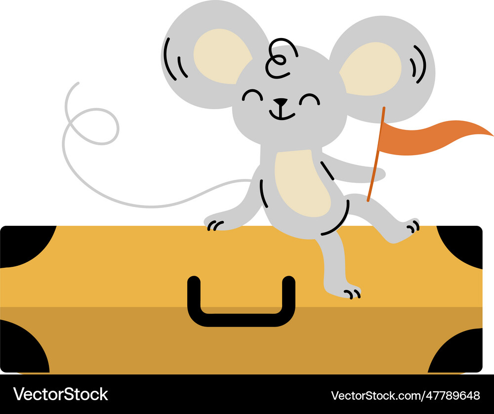 Funny grey monkey traveler character sitting on Vector Image
