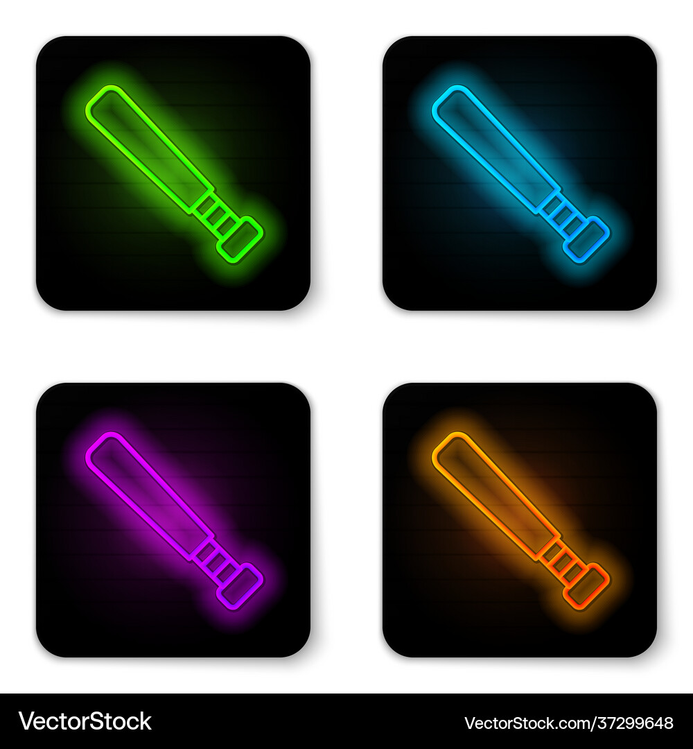 Glowing neon line baseball bat icon isolated Vector Image