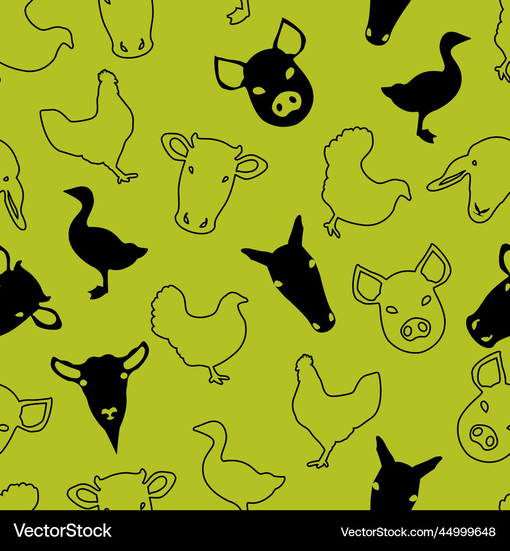Green and black farm animal pattern design Vector Image