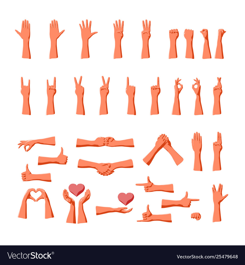 Hand gestures collection for expression Royalty Free Vector