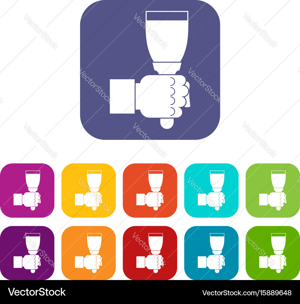 Hand hjlding paint brush icons set flat Royalty Free Vector