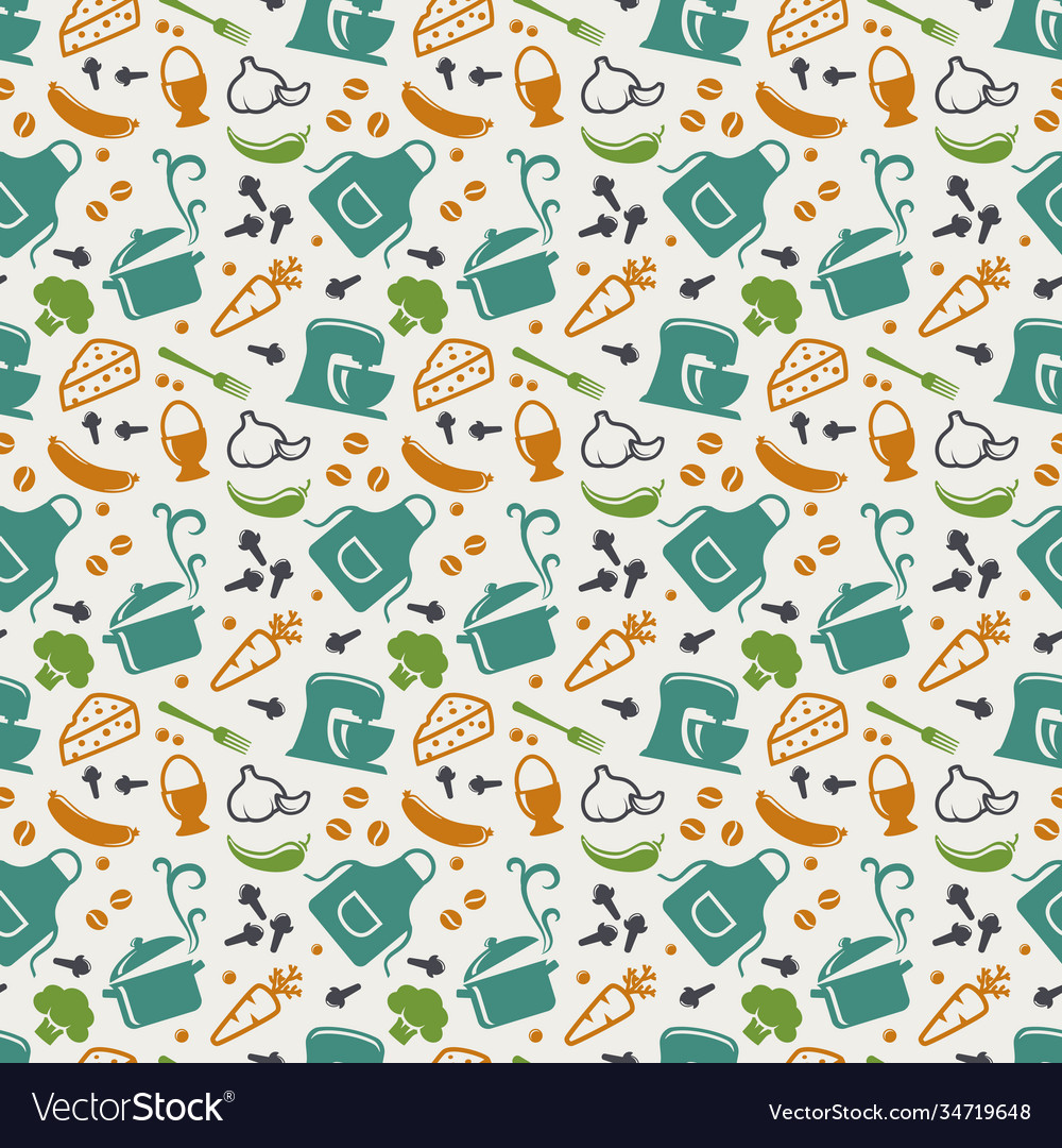 Kitchen seamless pattern background Royalty Free Vector