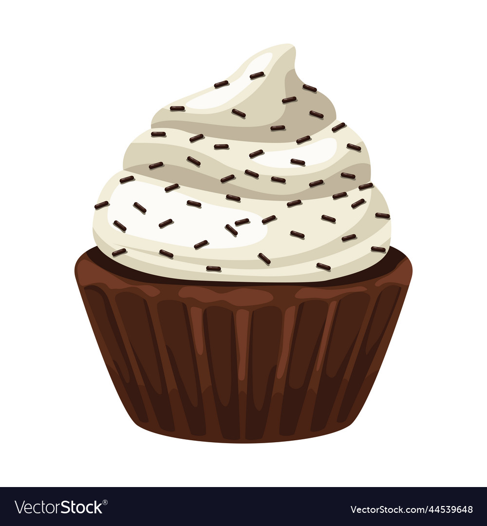 Sweet cupcake with chocolate chips Royalty Free Vector Image