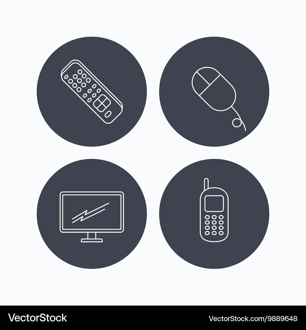 Tv remote pc mouse and mobile phone icons Vector Image