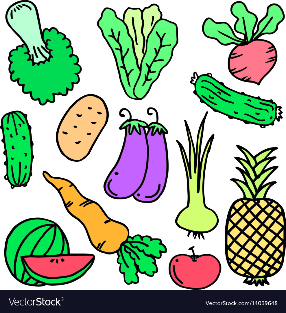 Vegetable set object Royalty Free Vector Image