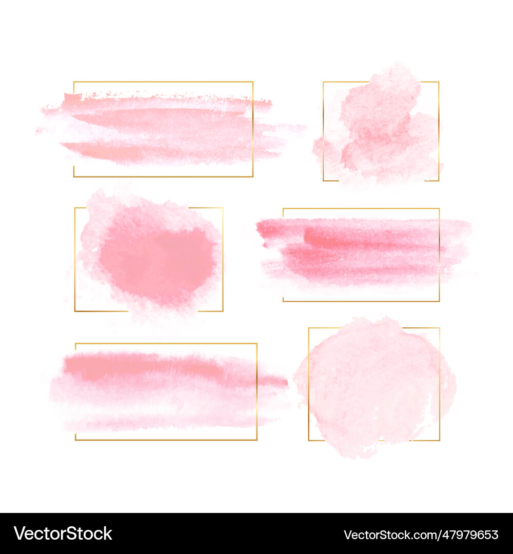 Brush painted watercolor in gold frames Royalty Free Vector