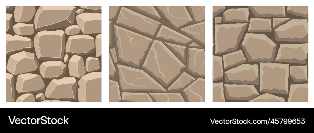 Cartoon game textures rocks dirt and ground Vector Image