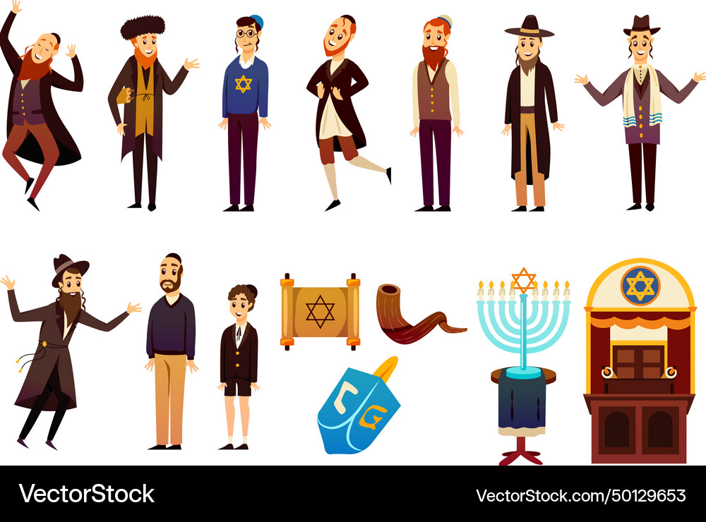 Cartoon jew characters set Royalty Free Vector Image