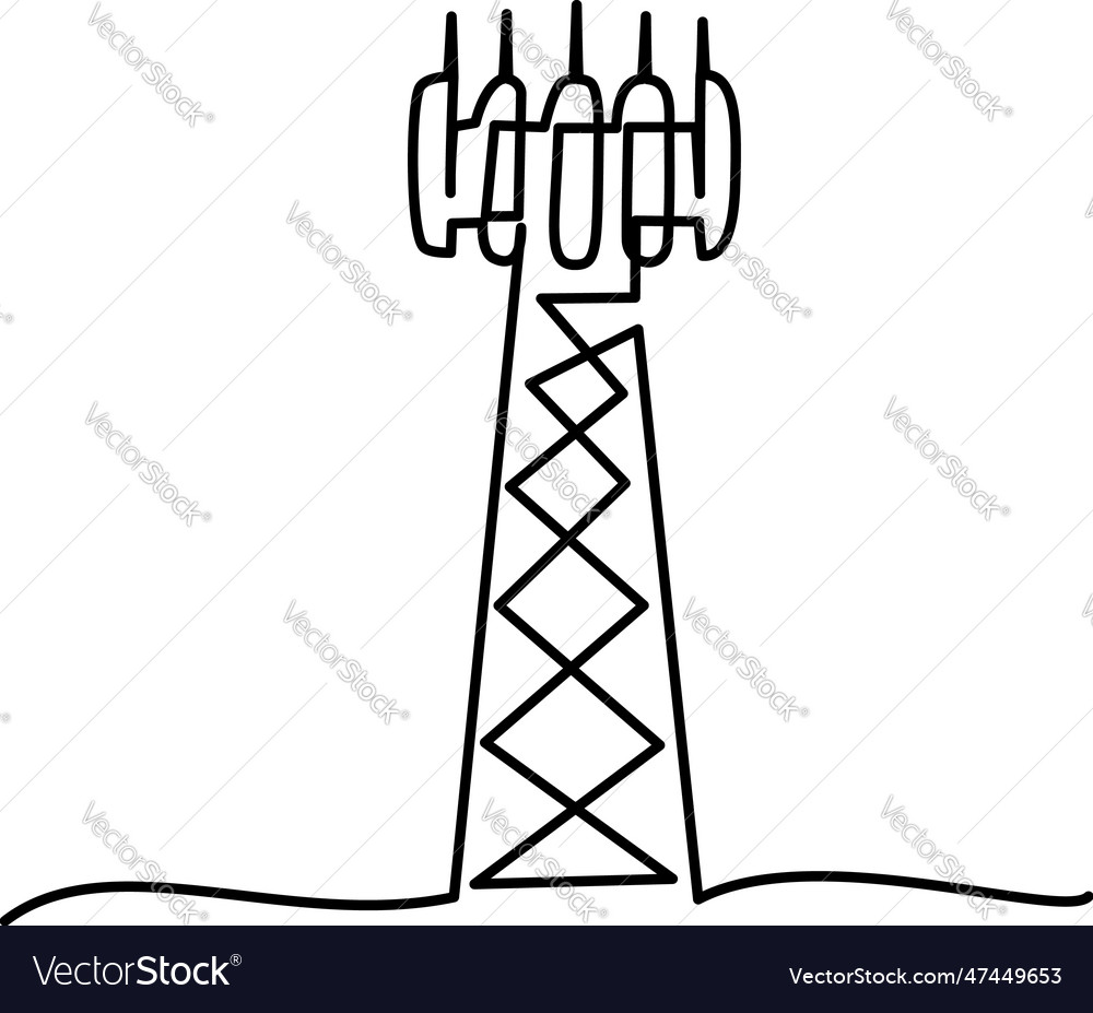 Cell tower 5g base transceiver station continuous Vector Image