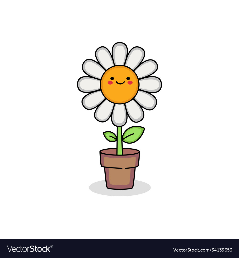 Cute flower cartoon character Royalty Free Vector Image