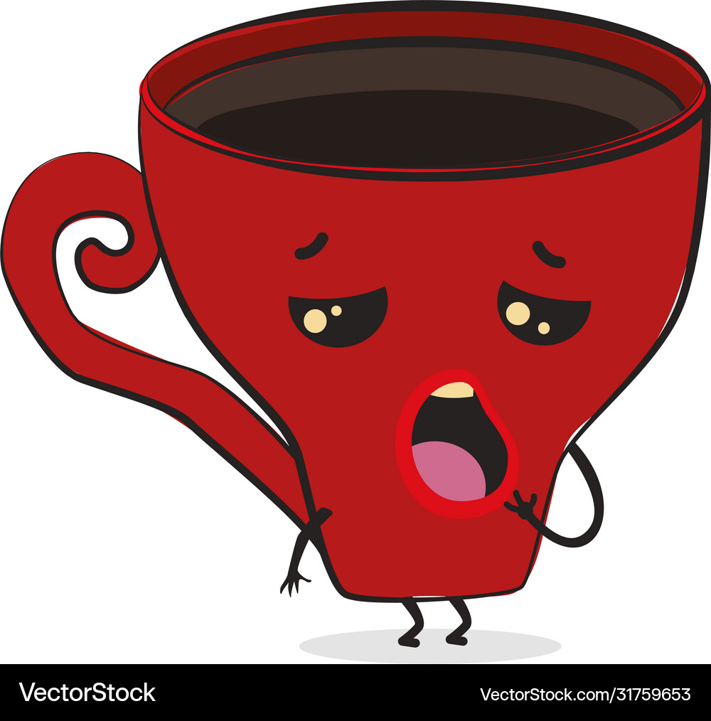 Cute food character cup coffee icon Royalty Free Vector