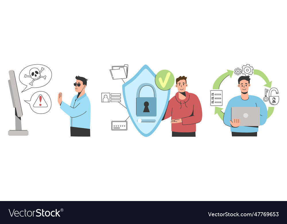 Cybersecurity security from computer virus Vector Image