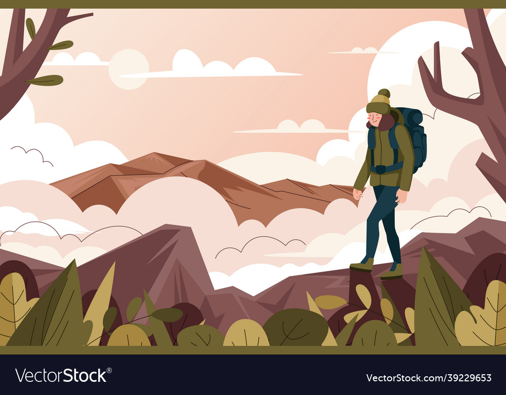 Flat adventure background Royalty Free Vector Image