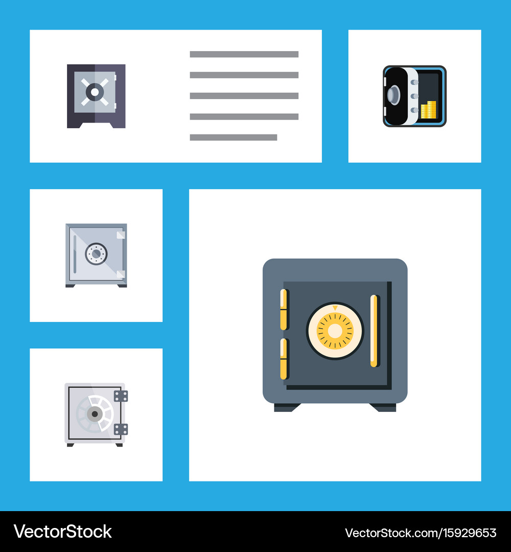Flat icon closed set of strongbox protection Vector Image